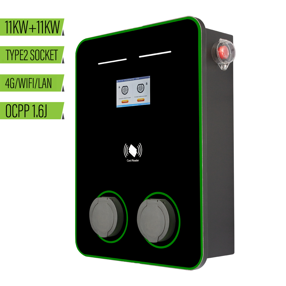 Wholesale 11kw+11kw AC TYPE2 socket ev charger chinese supplier dual ...