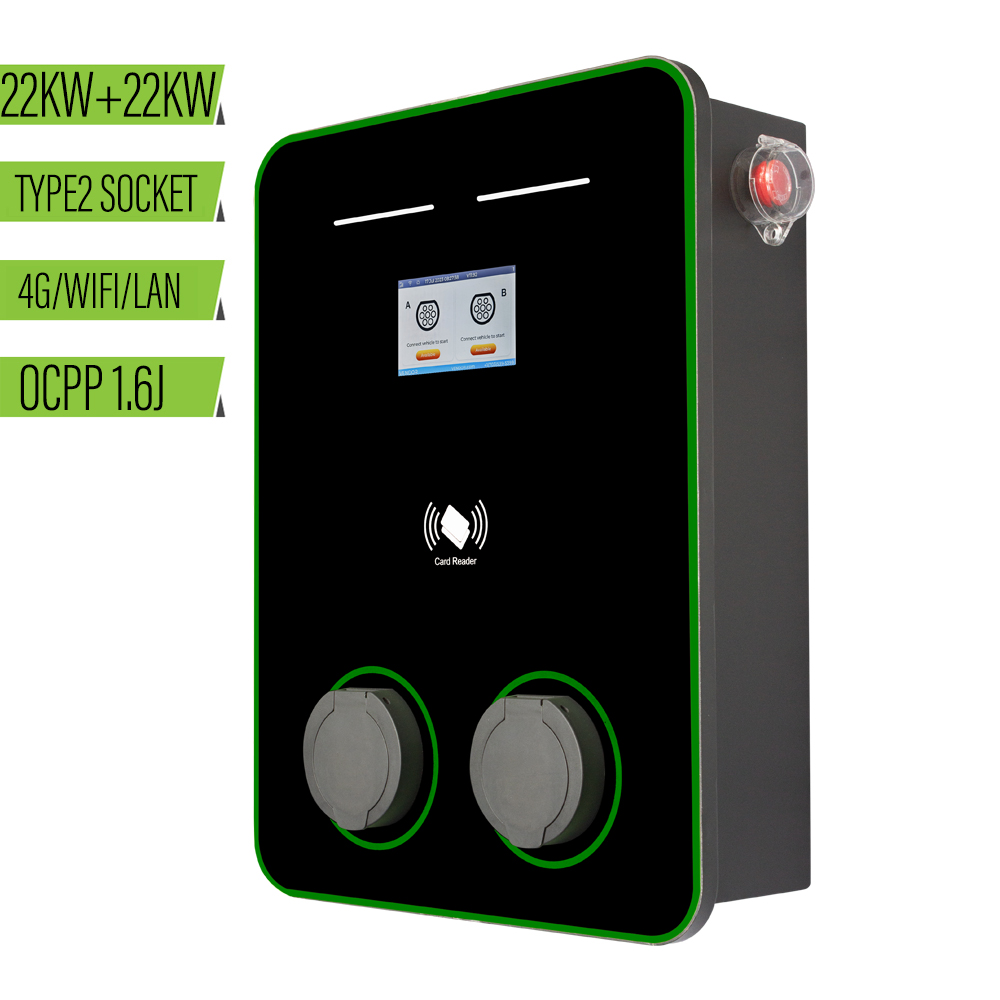 Wholesale Smart dual gun 44kw wallbox wall mounted Type 2 IEC 62196 ...