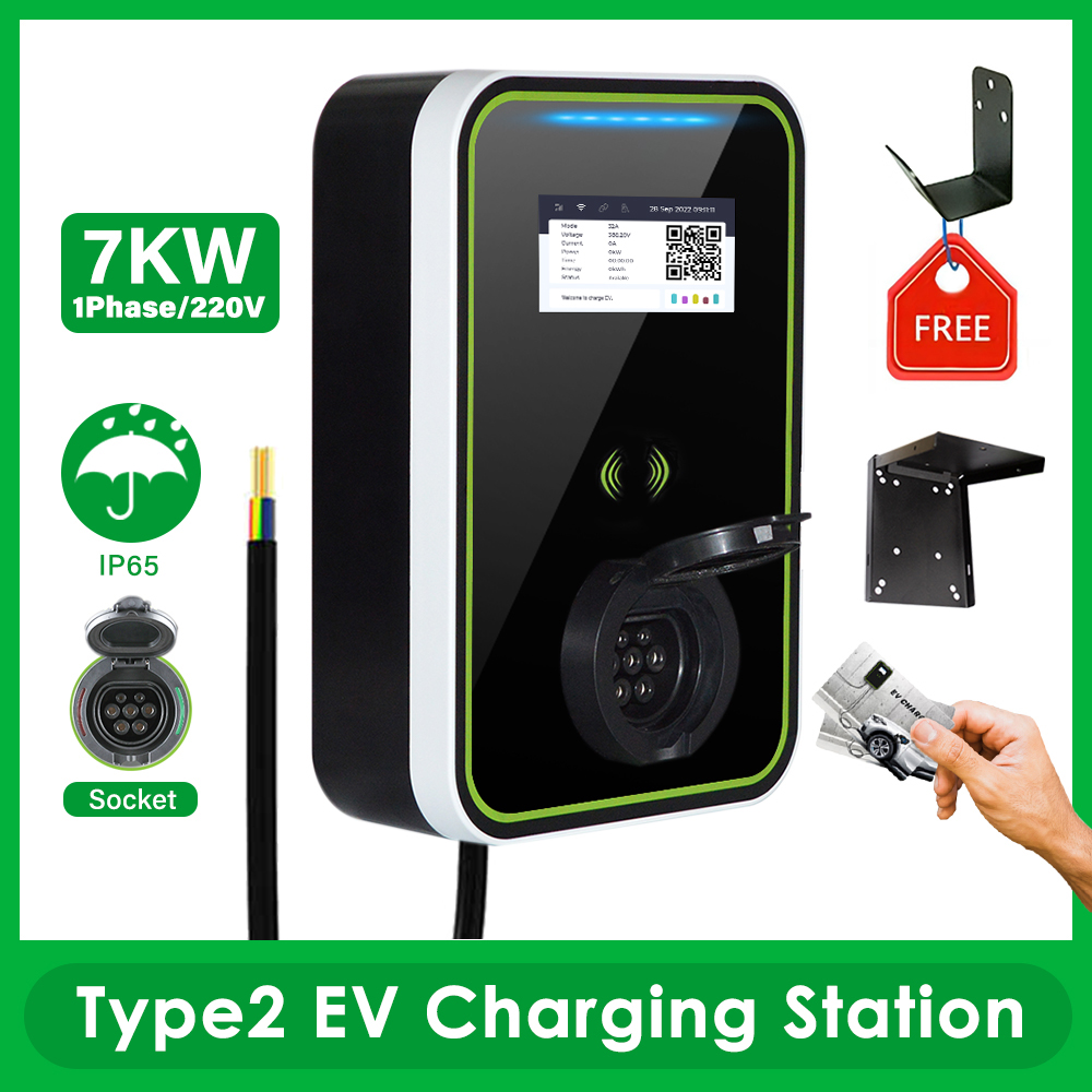 Wholesale EV Charging Station EVSE 32A 13Phase 7KW Type2 Charger Wallbox Electric Vehicle Car ...