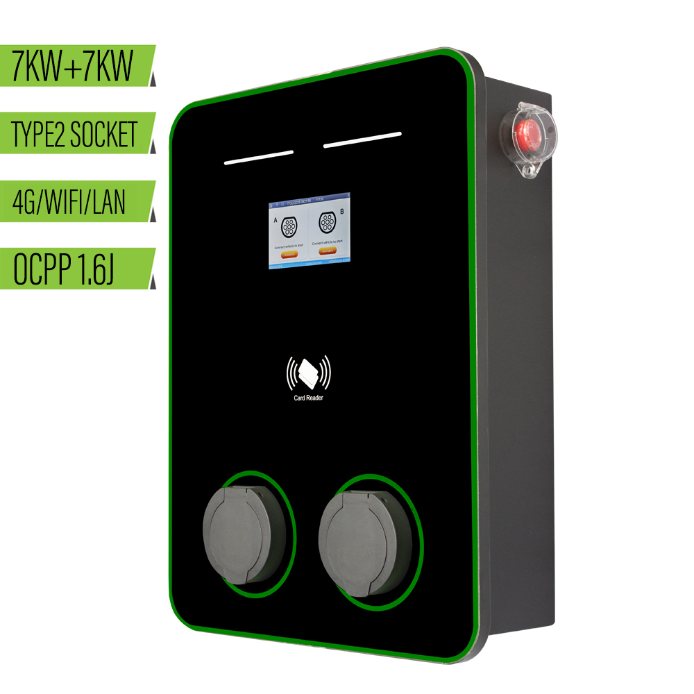 Wholesale TYPE2 7kw+7kw Ac Ev Charger Ocpp Charging Stations Electric Car Charger dual gun ...